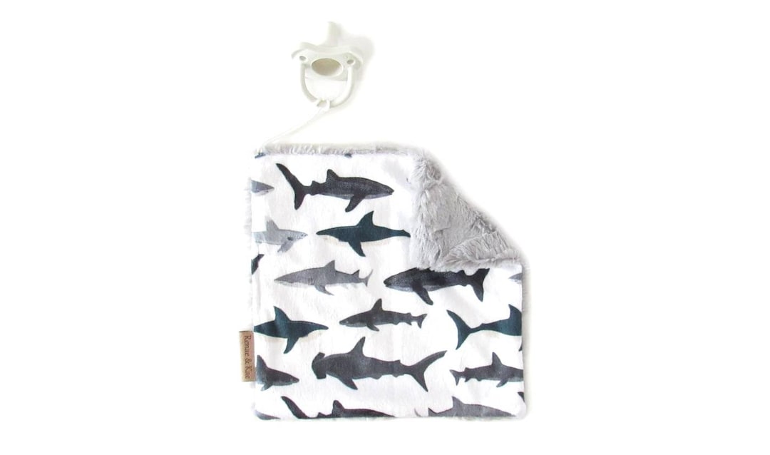 Sharks Binky Blanket, Pacifier Holder, Shark Baby Gift, Paci Clip ...
