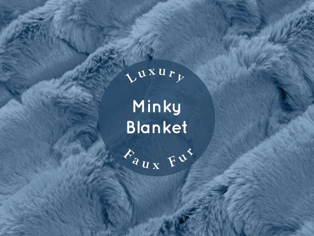 SOFT Denim Blue Throw Blanket, Luxury Throw Blanket, Faux Fur Blanket ...