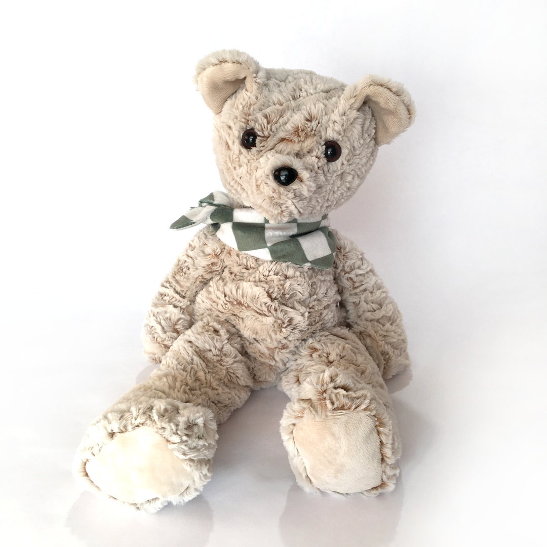 Checkered Bear, Bandana Bear, Handmade Stuffy, Cute Teddy Bear, Soft ...