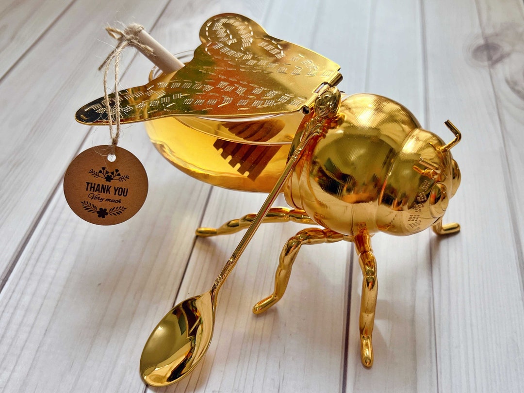 Bee Honeypot Honey Jars Dipper Wedding Party Favor Metal Honey ...