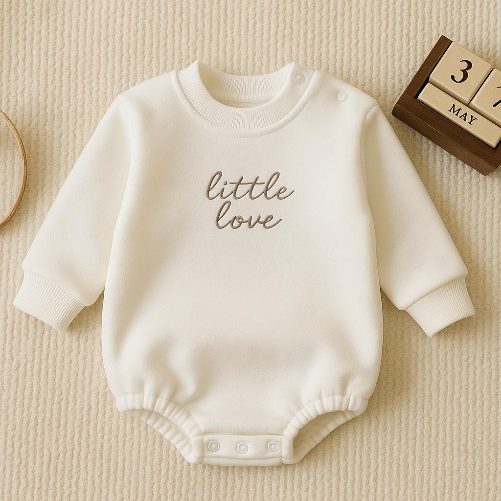 Embroidered Baby Romper: Cozy Cotton Blend Jumpsuit - Fall/winter ...