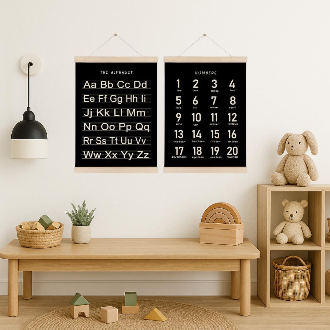 Alphabet & Number Canvas Poster Set: Educational Nursery Wall Art - Etsy