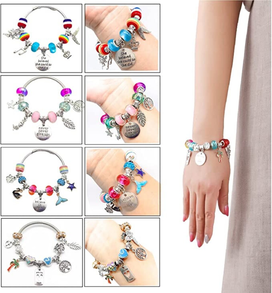 Charm Bracelet Making Kit,jewelry Making Supplies Beads,unicorn/mermaid ...