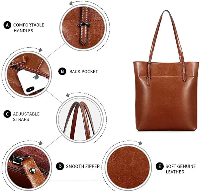 New 2024 Leather Tote Bag for Women Top Handle Satchel Shoulder Bag ...