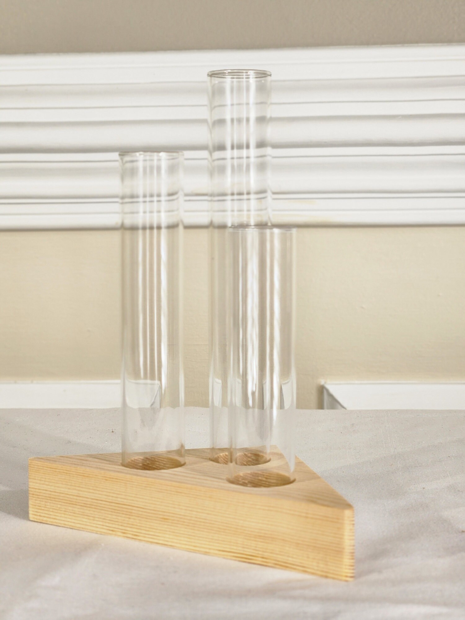 Glass Test Tube Bud Vase, 3 Pc With Wooden Base - Etsy