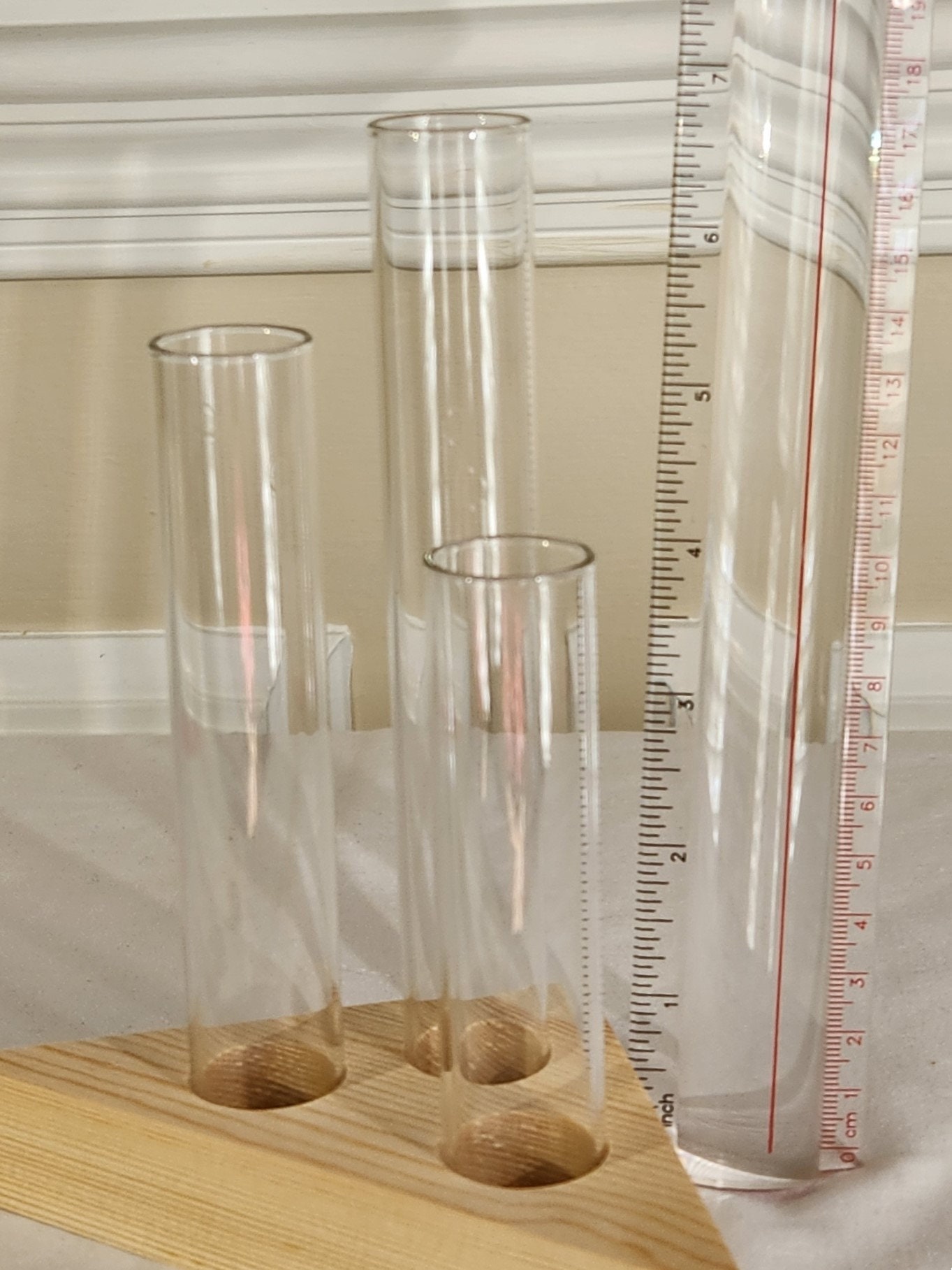 Glass Test Tube Bud Vase, 3 Pc With Wooden Base - Etsy