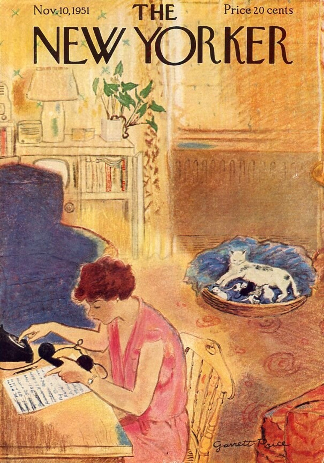 1951 Vintage New Yorker Cover, November 10 (garrett Price), Original ...