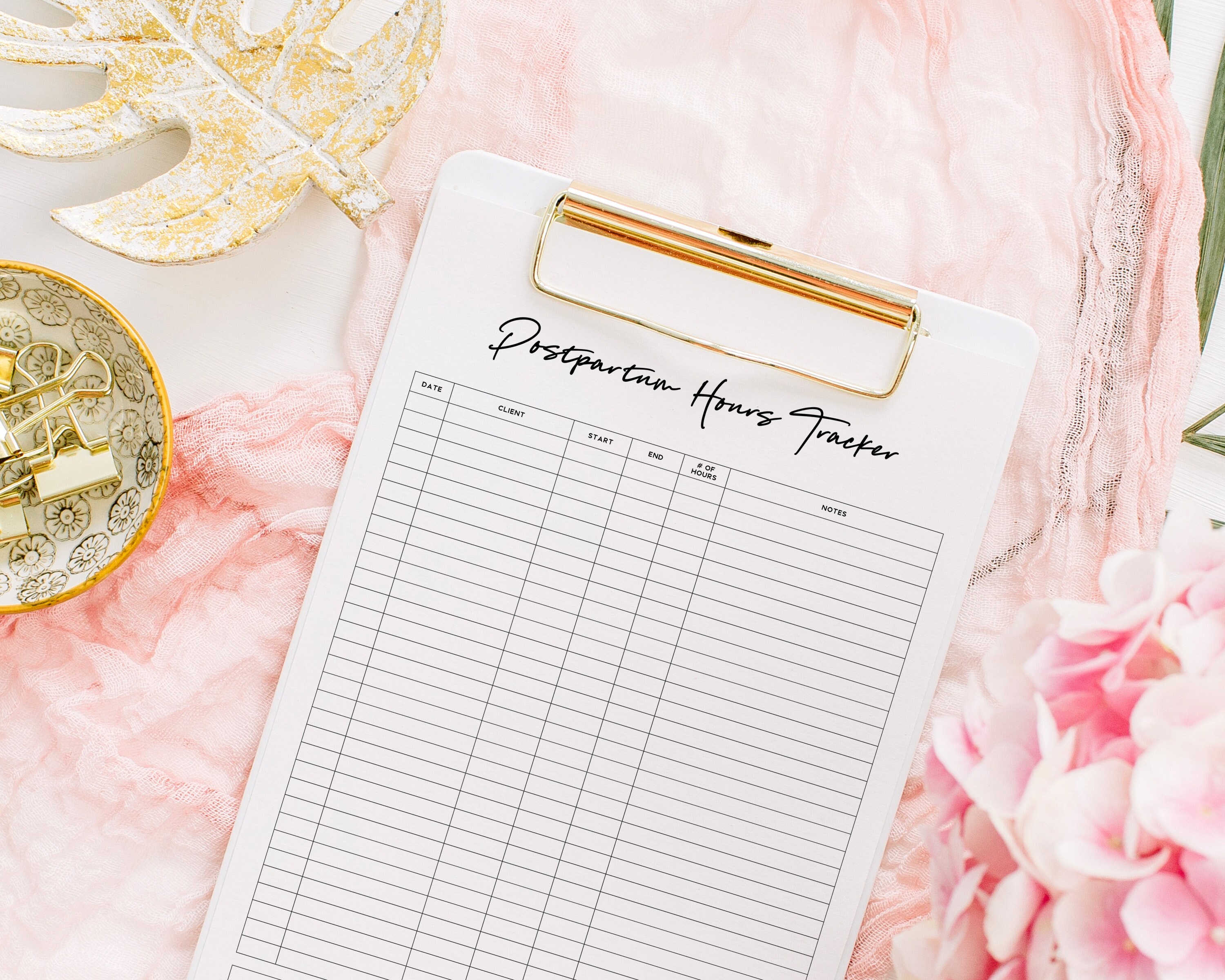 Postpartum Doula Hours Tracker Sheet Log Printable Form PDF for ...