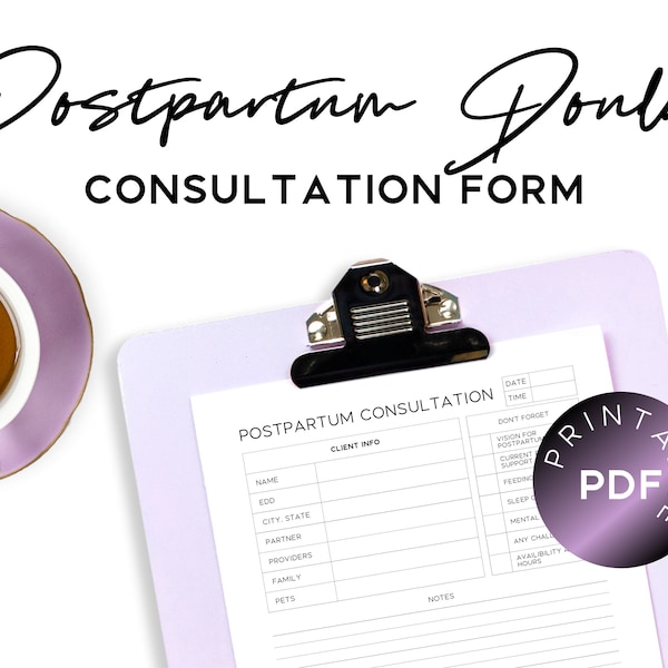Postpartum Doula Visit Notes, Printable and Digital Sheet for Client ...