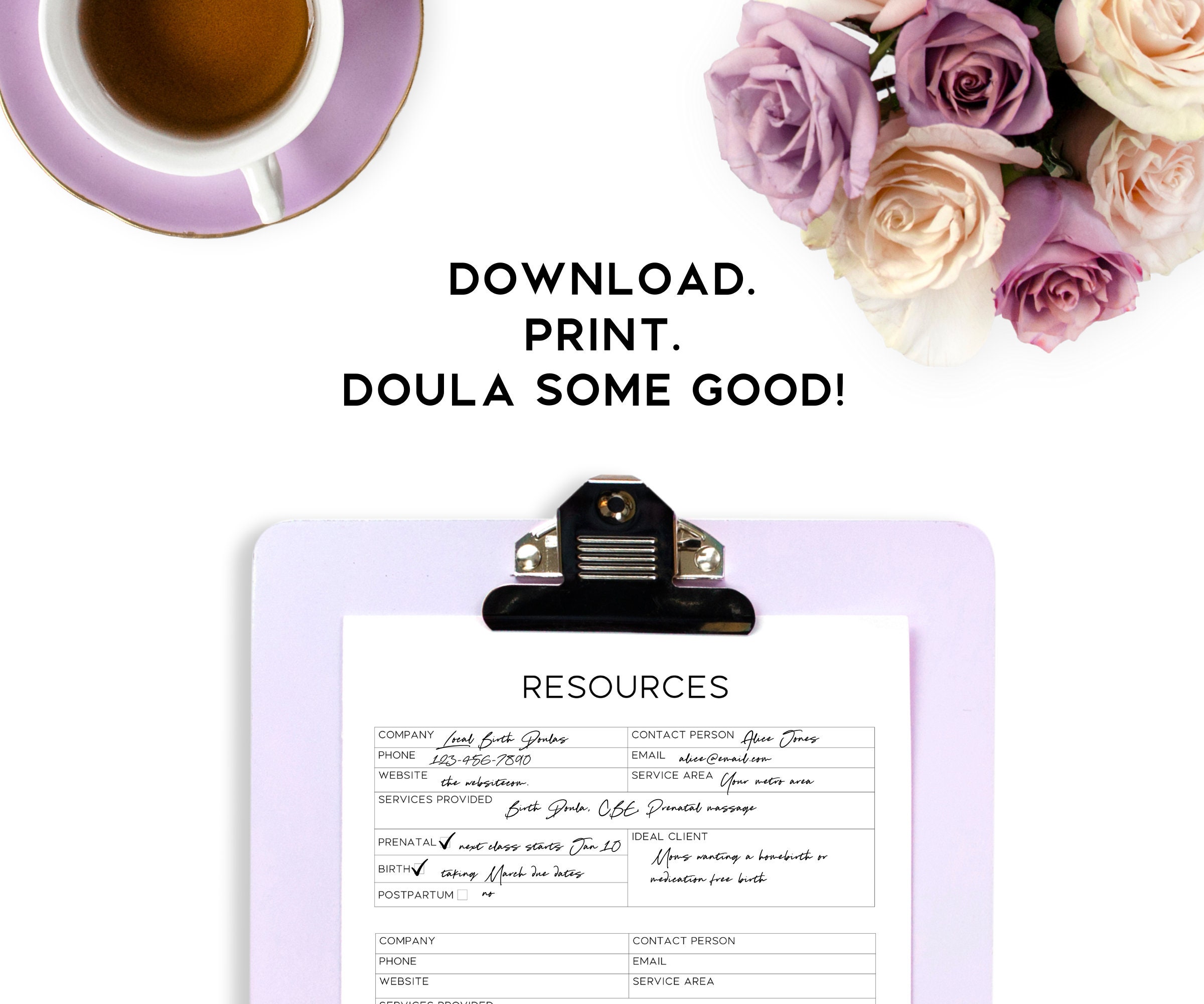 Postpartum Doula Resources Binder and Referral Log Sheets Printable ...