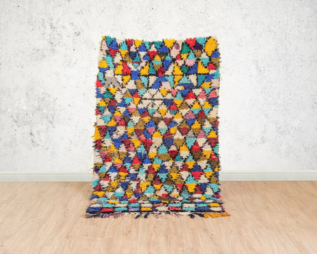 Berber Style Rug: Vintage Moroccan, Colorful Wool Cotton - Handwoven - Etsy