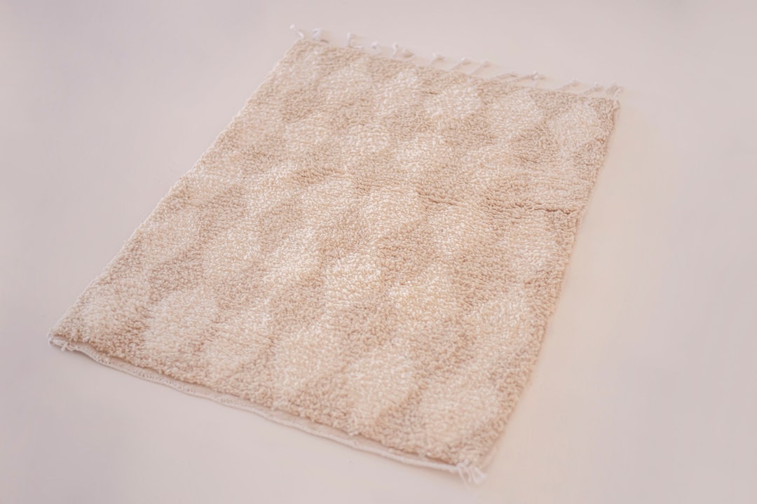 Tan Harlequin Moroccan Rug| Diamond Pattern Handmade Wool Rug ...