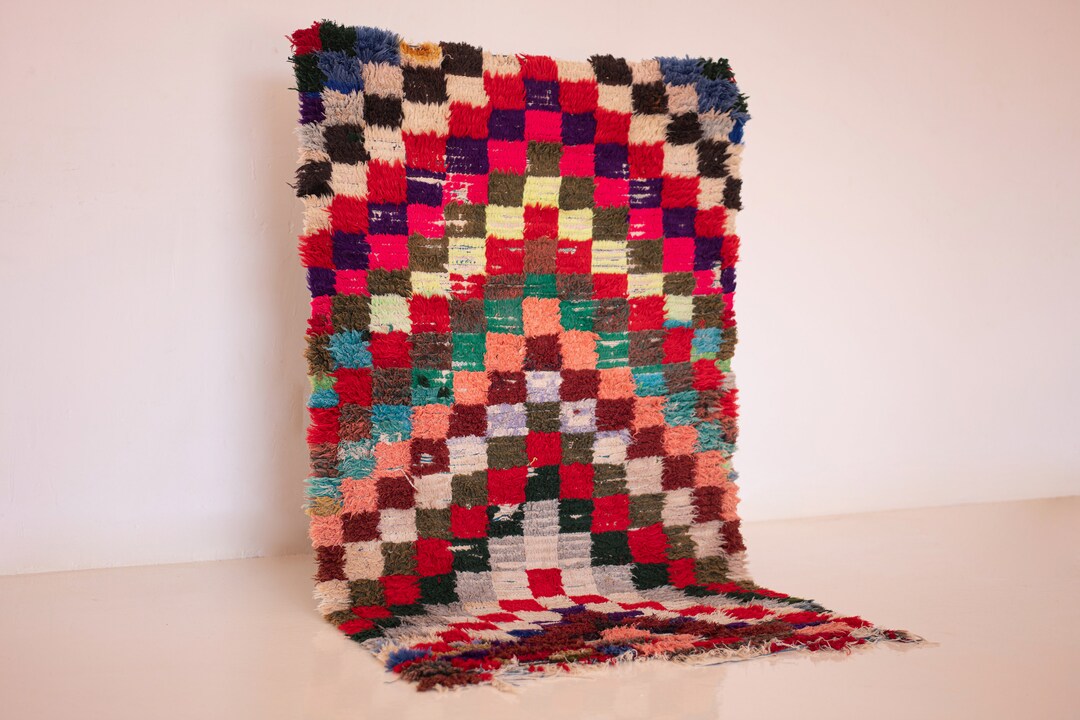 Berber Wool Carpet, Moroccan Vintage Boho Style (5x4 Ft, Hand Dyed) - Etsy