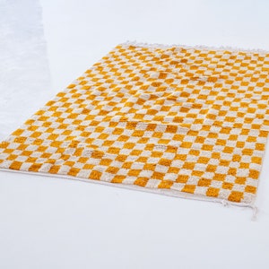 Orange Checkered Rug Handmade Wool Checker Kitchen Runner Bedroom Rug ...