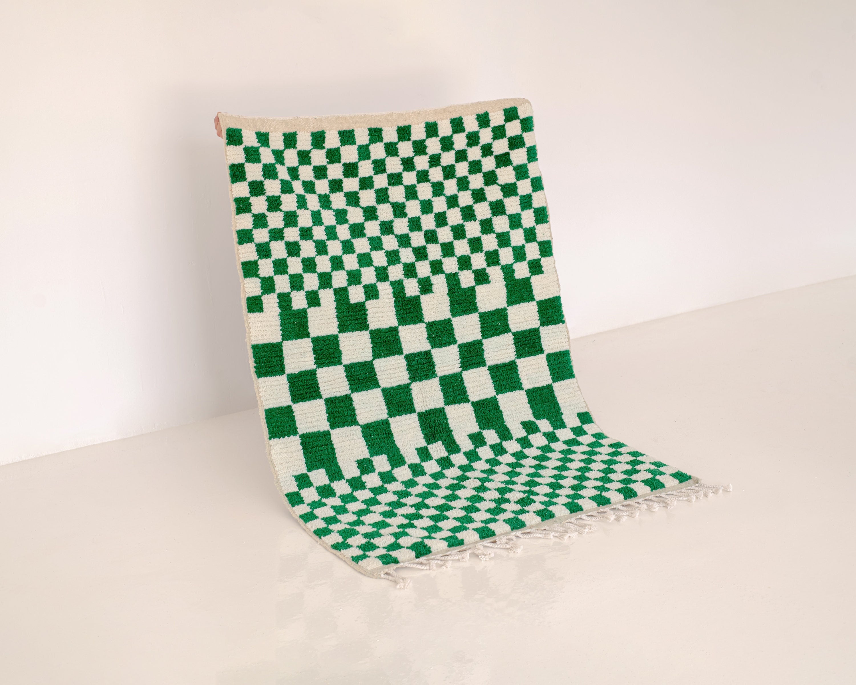 Groen op maat geruit Marokkaans tapijt Op bestelling gemaakt ...