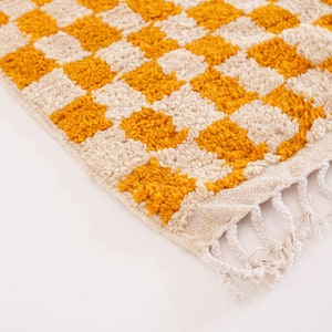 Orange Checkered Rug Handmade Wool Checker Kitchen Runner Bedroom Rug ...