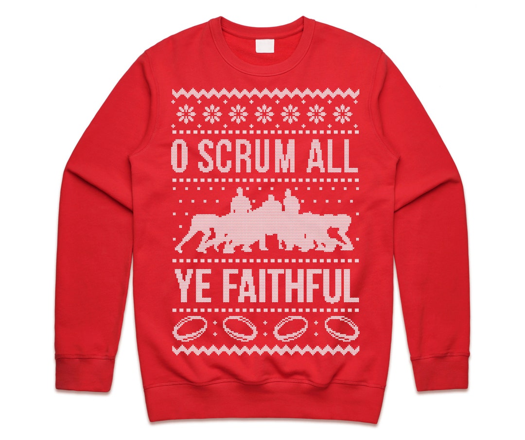O Scrum All Ye Faithful Christmas Jumper Sweater Sweatshirt Kids Adults ...