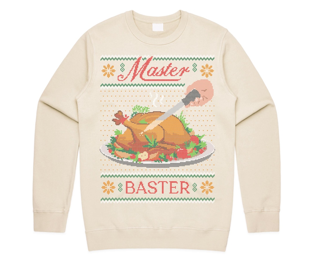 Master Baster Christmas Jumper Sweater Sweatshirt Funny Rude Dad Joke Xmas Joke Chef Cook Baste ...