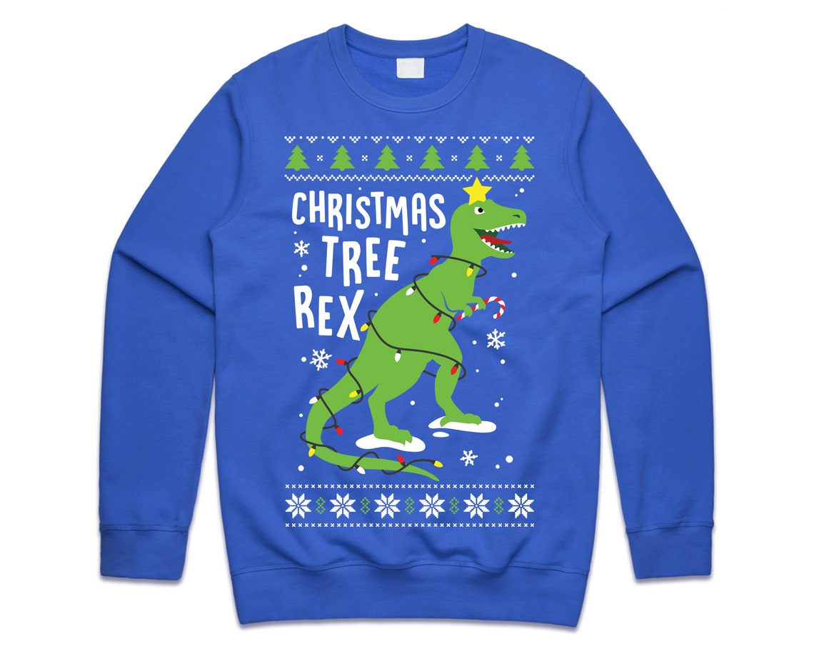 Christmas Tree Rex T-rex Jumper Sweater Sweatshirt Dinosaur - Etsy UK