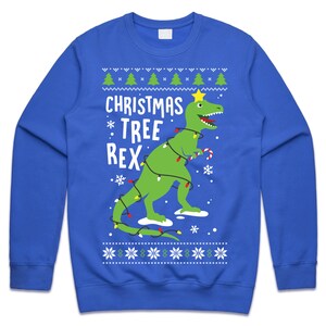 Christmas Tree Rex T-rex Jumper Sweater Sweatshirt Kids Adults Dinosaur ...