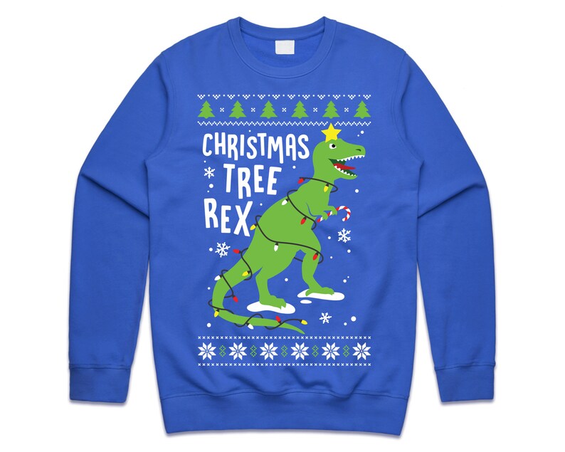 Christmas Tree Rex T-rex Jumper Sweater Sweatshirt Dinosaur - Etsy UK