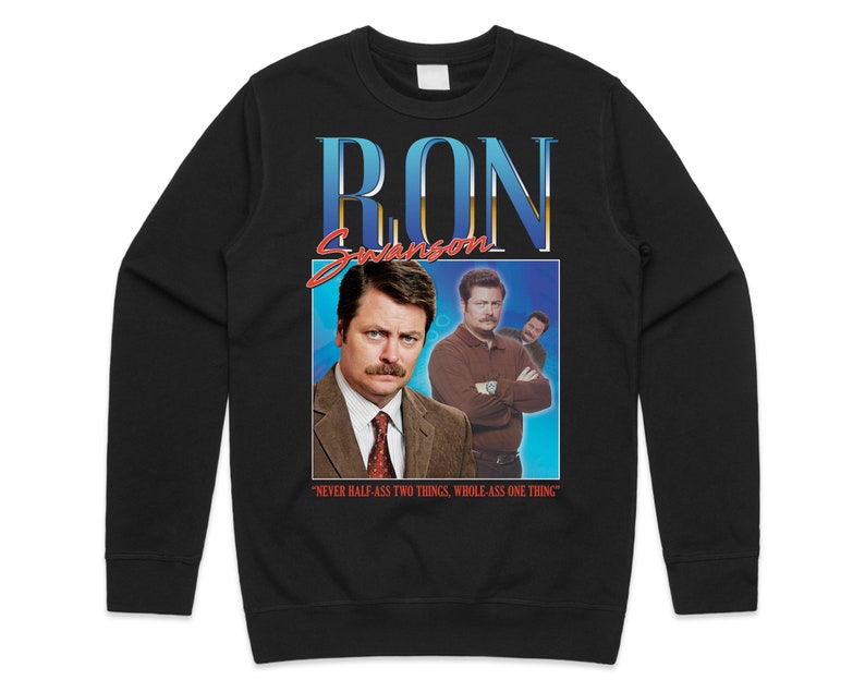 Ron Swanson Homage Jumper Sweater Sweatshirt Parks & Rec Funny Retro 90 ...