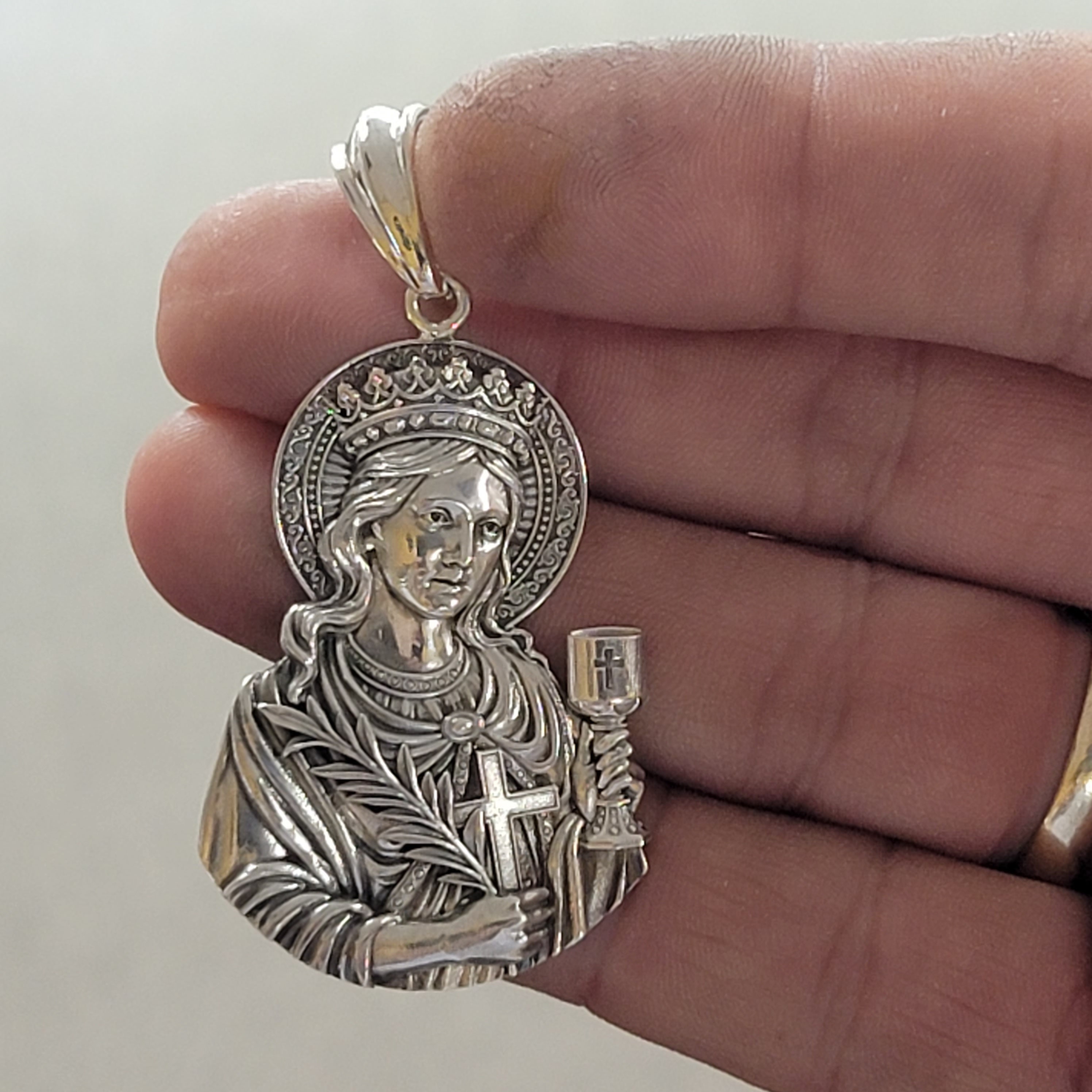 Santa Barbara Pray for Us, Handmade Sterling Silver, St Barbara Pendant ...