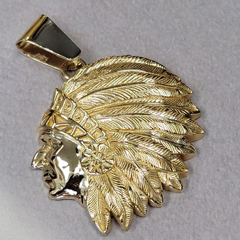 14k Solid Gold Indian Chief Pendant – Native American Jewelry - Etsy