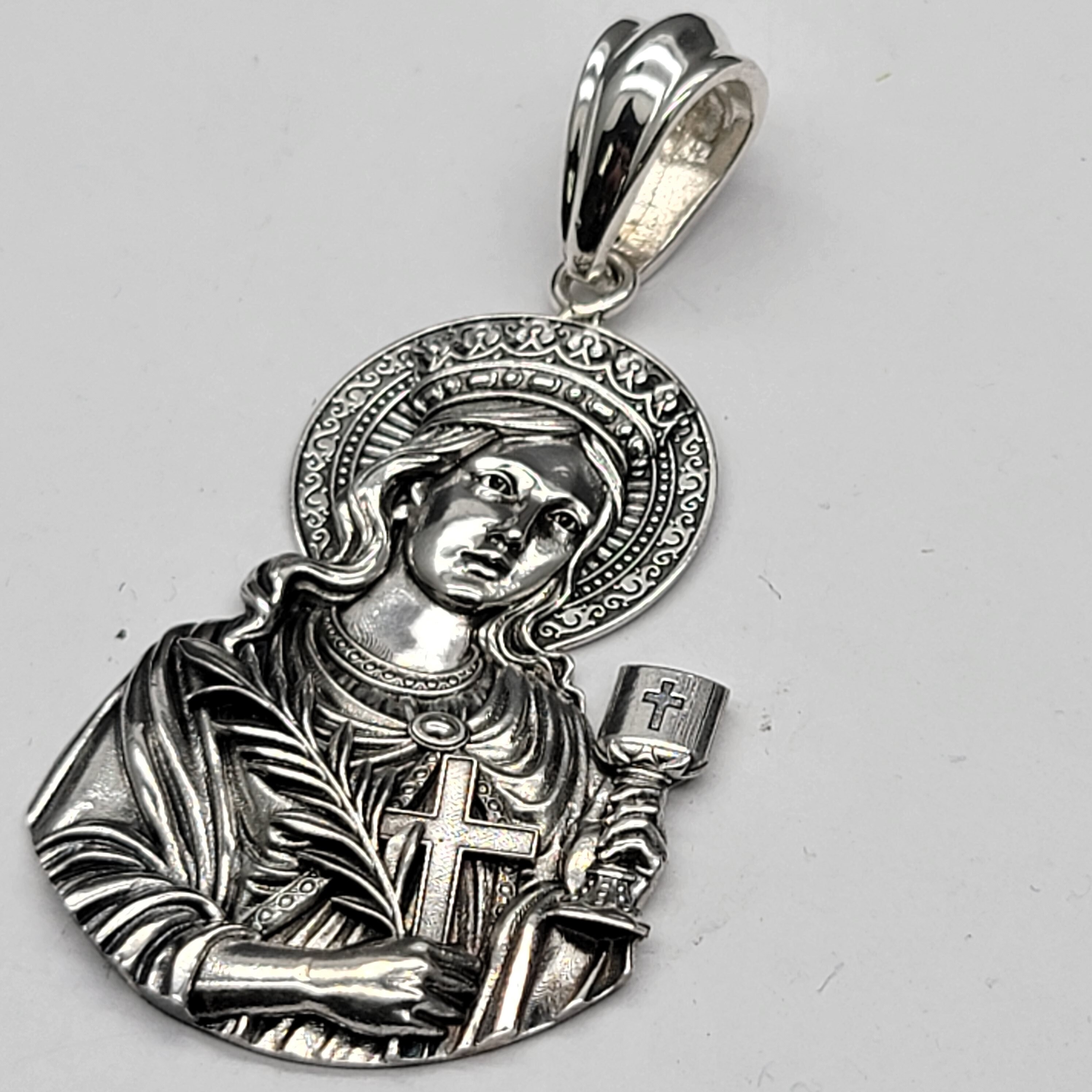 Santa Barbara Pray for Us, Handmade Sterling Silver, St Barbara Pendant ...