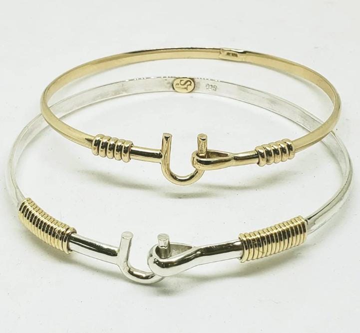 Solid Gold St. Croix Crucian Hook Bracelet | Two-tone Silver & Gold ...
