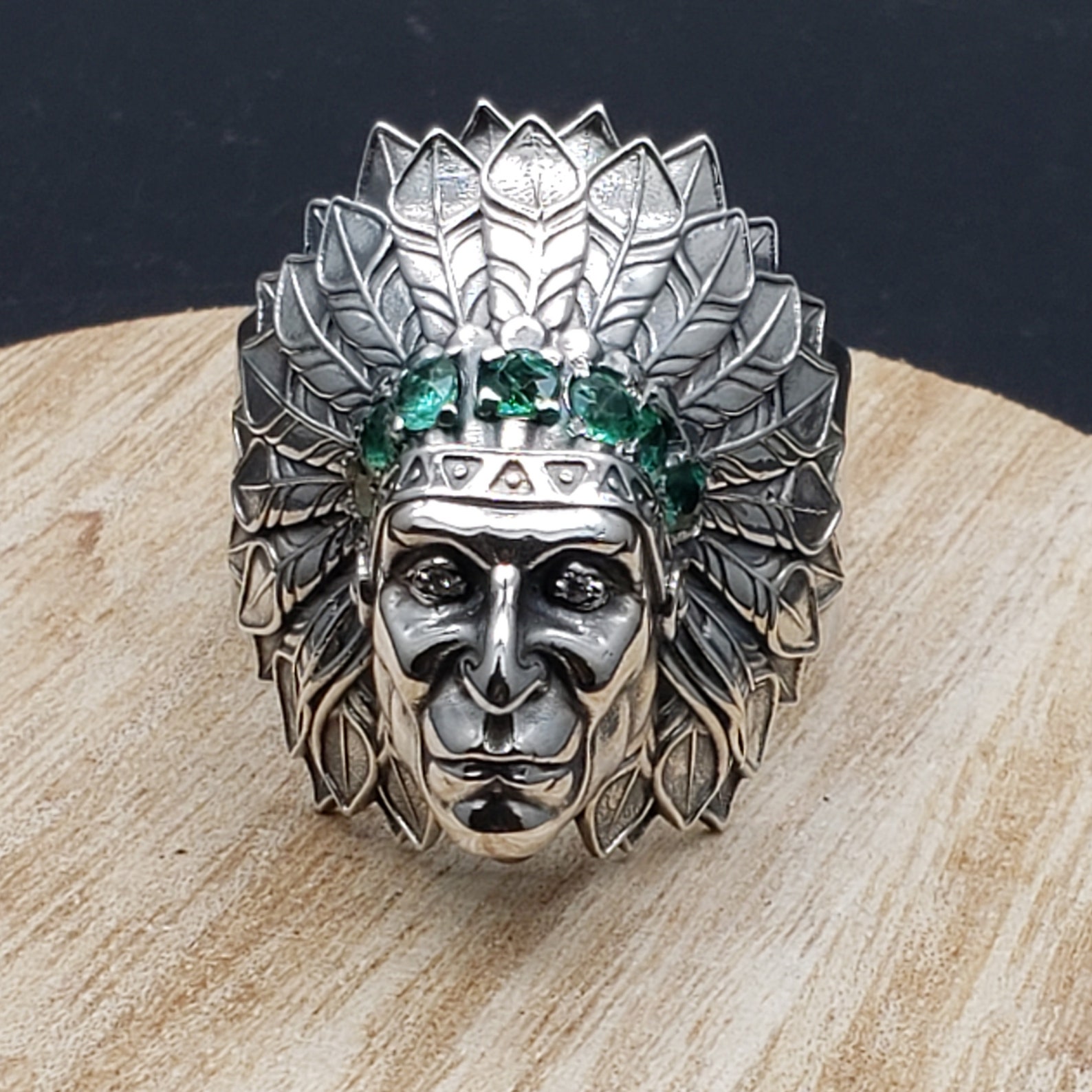 Solid Sterling Silver Indian Chief Head Ring ,handmade US Seller, Free ...