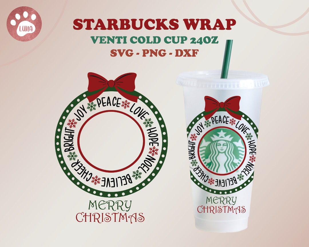 Christmas Cheer Wreaths Cold Cup Svg, Cup Wrap, Christmas, Full Wrap ...