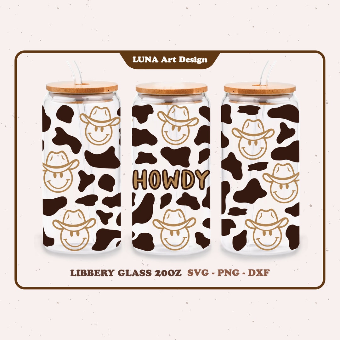 Howdy Libbey Glass Svg Cowboy Beer Can Glass Cow Prints 20oz Libbey ...