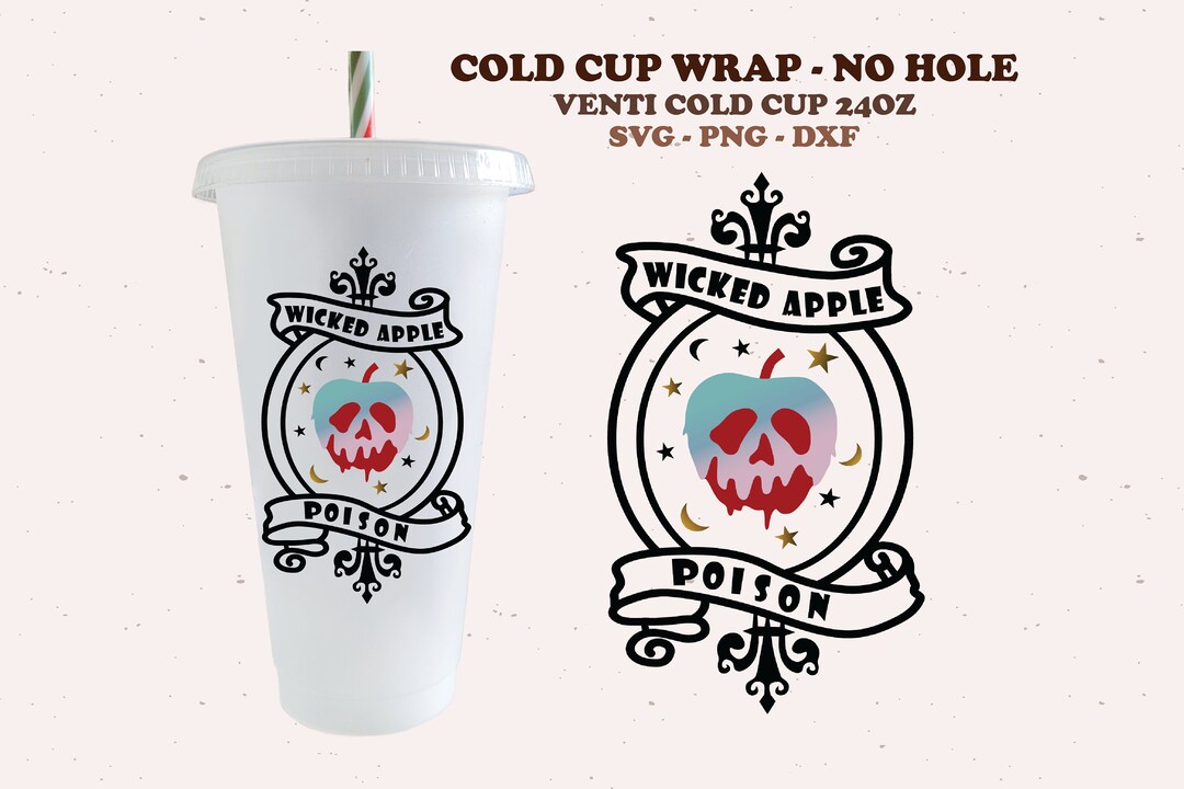 Wicked Apple Poison Cold Cup Wrap-nohole, Halloween Svg, Full Wrap for ...