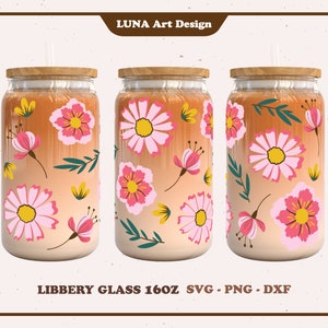 Spring Flower Libbey Glass Svg, Full Bloom Beer Can Glass Svg, Full ...
