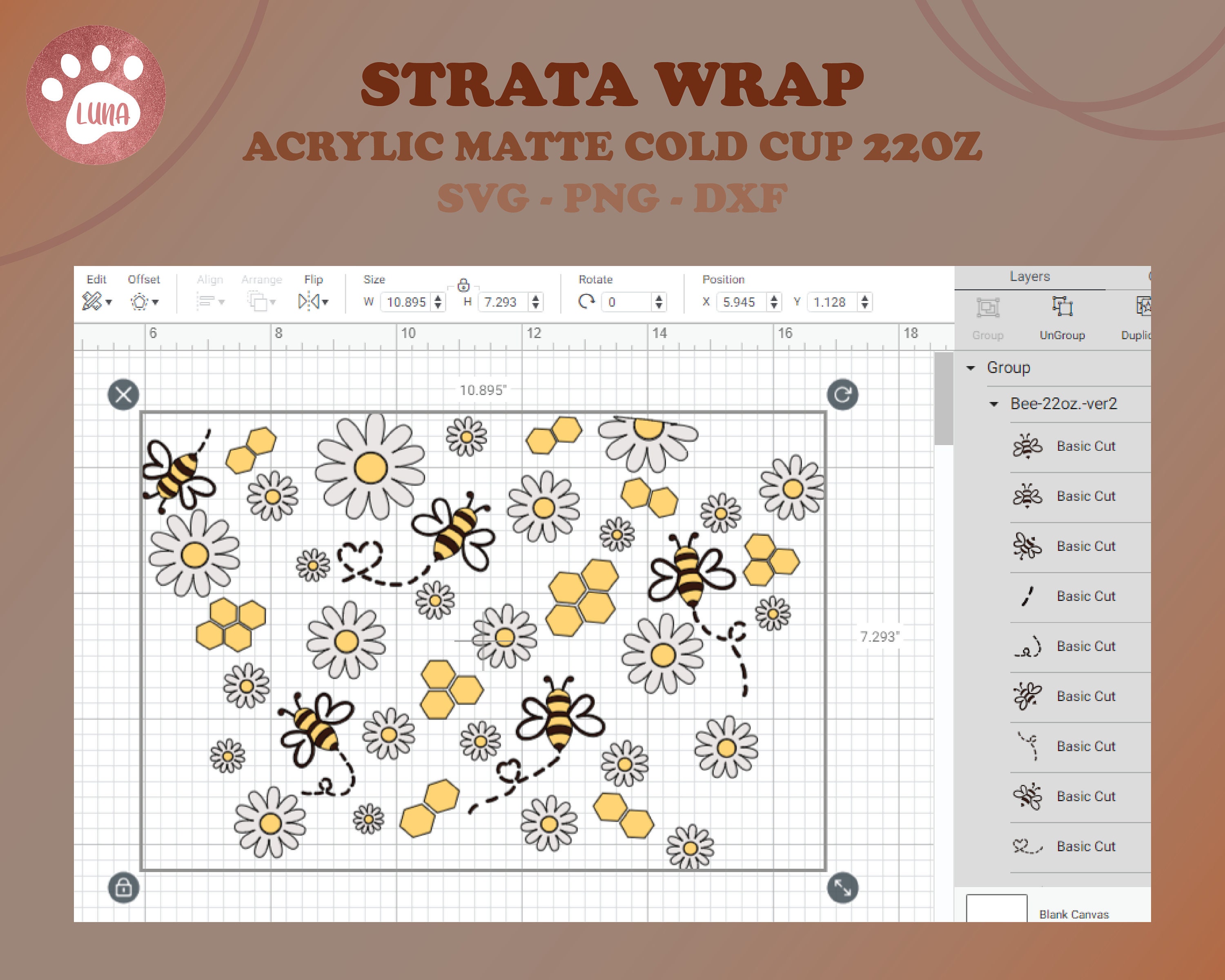 Daisy-honey Bee Strata Svg Daisies Bee Love Full Wrap for - Etsy