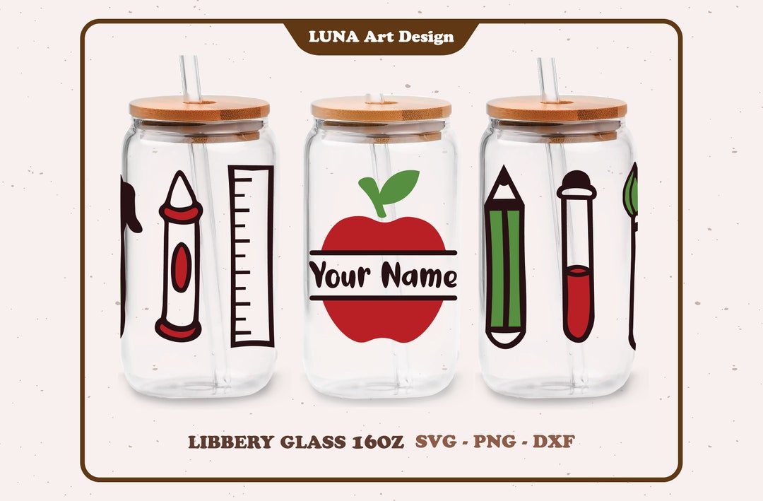 Teacher Can Glass SVG, Libbey Glass SVG, Teacher Split Monogram, Full ...