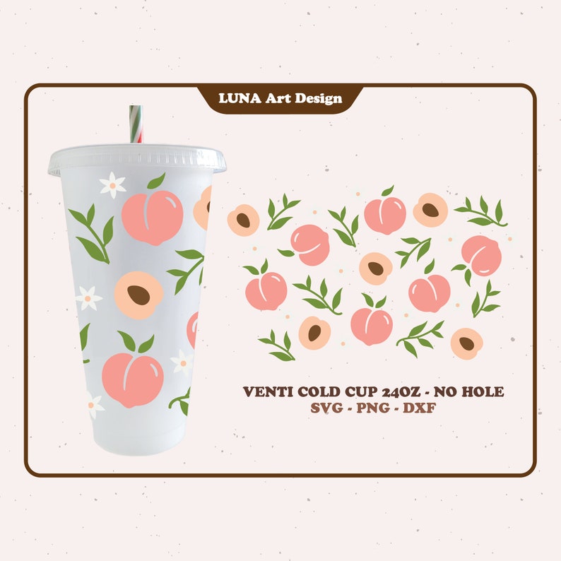 Cold Cup Wrap Nohole Peach Svg File for Cricut Summer 24oz - Etsy