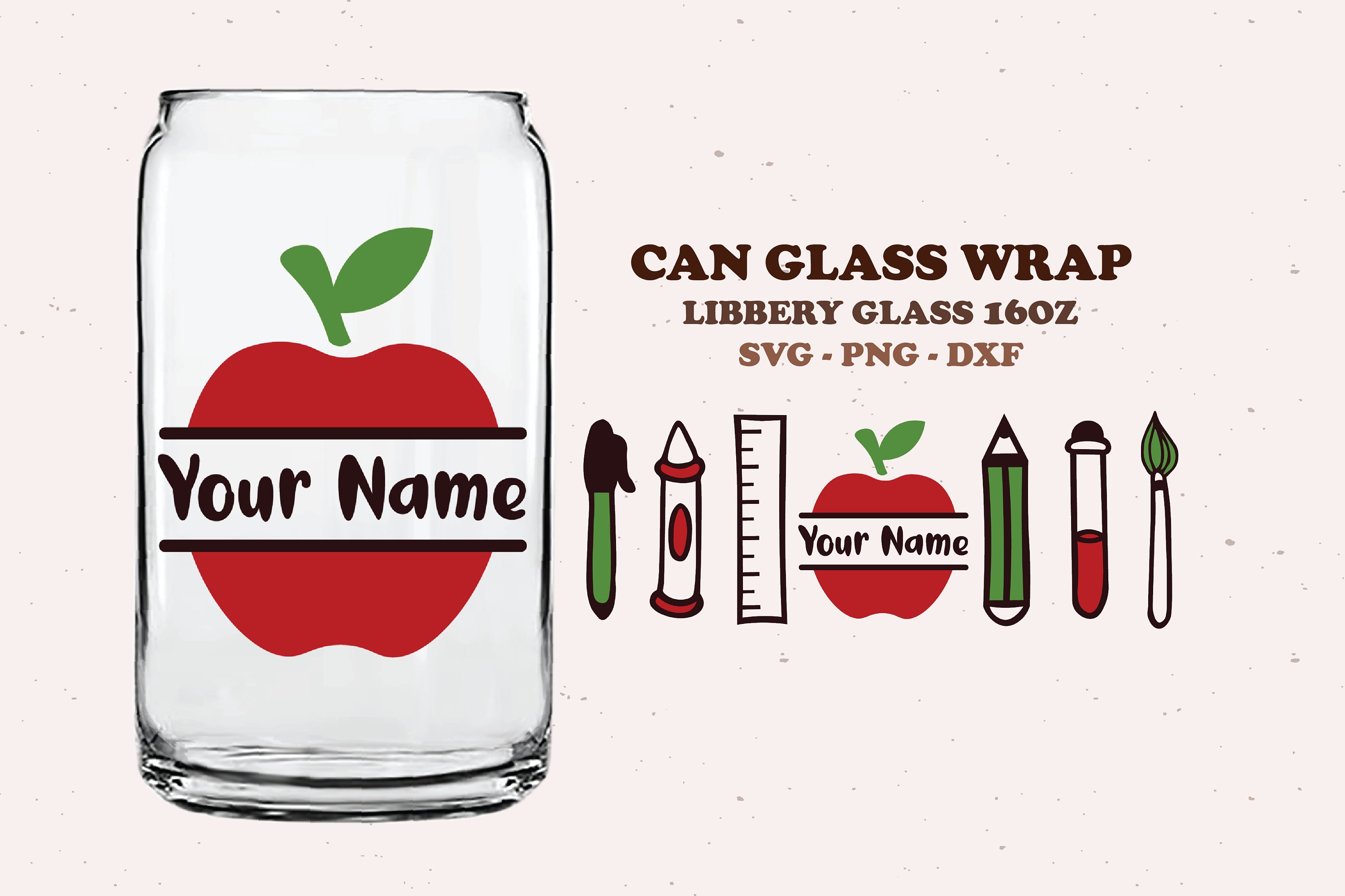 Teacher Can Glass SVG, Libbey Glass SVG, Teacher Split Monogram, Full ...