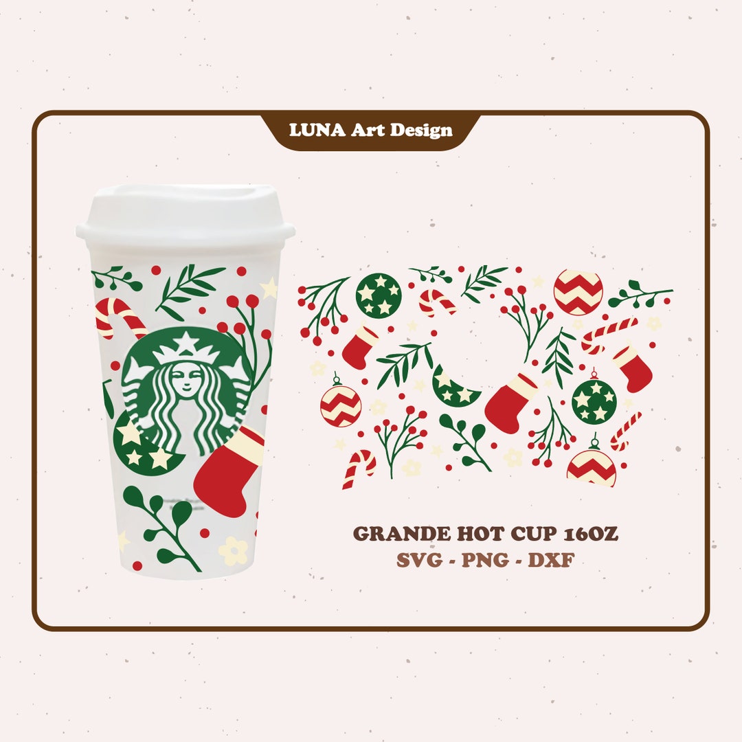Christmas Hot Cup Svg, Cup Wrap, Xmas, Socks, Ornament, Full Wrap for ...