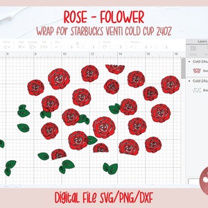 Rose Cold Cup SVG, Cup Wrap, Rose Svg, Flower Svg, Floral, Full Wrap ...