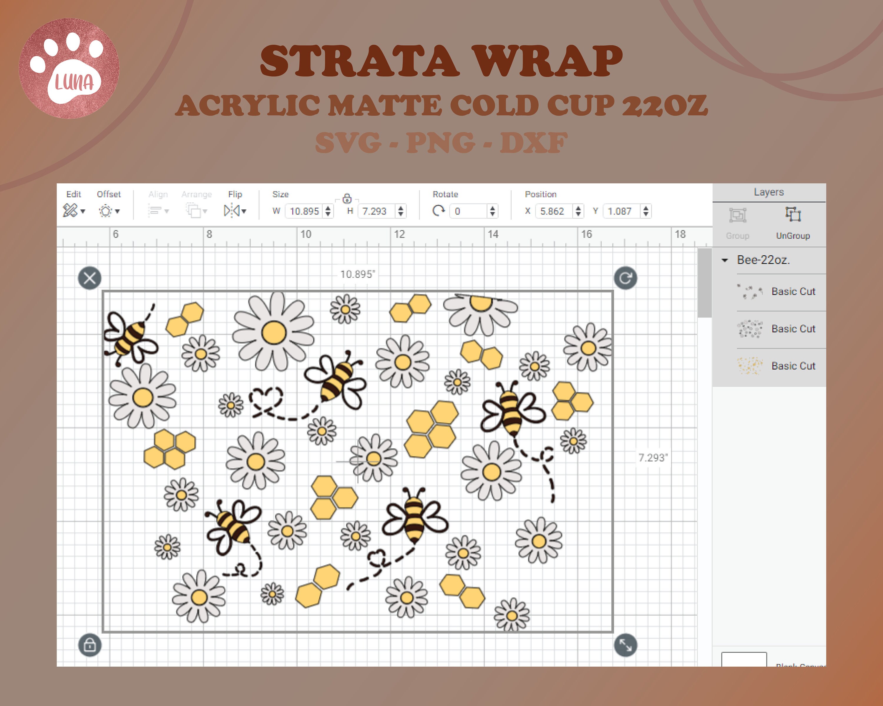 Daisy-honey Bee Strata Svg Daisies Bee Love Full Wrap for - Etsy