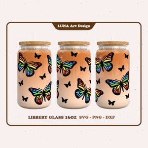 Libbey Glass Svg 16oz Pride Butterfly Svg File for Cricut LGBTQ Beer ...