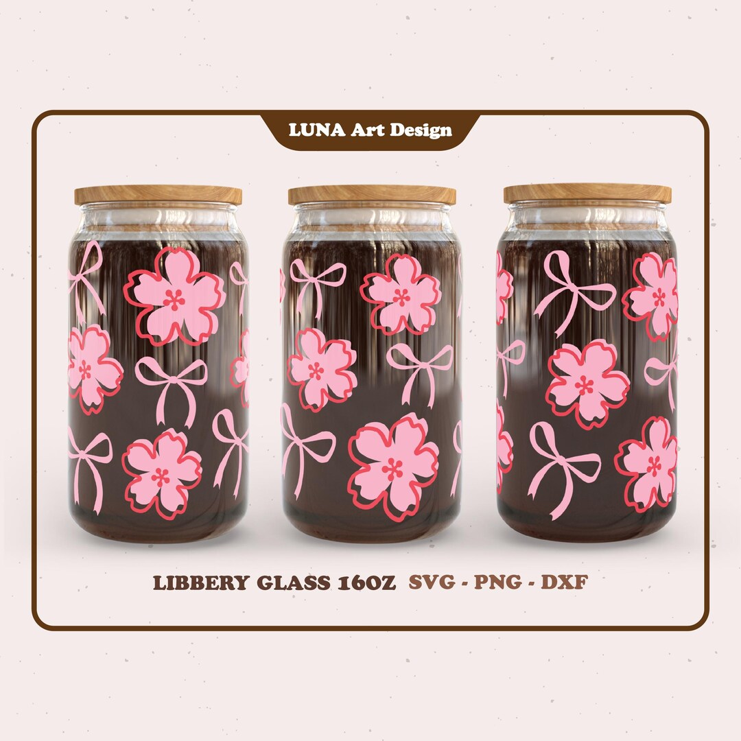 Sakura Bow Libbey Glass Wrap SVG: Spring Floral Design (digital Files ...