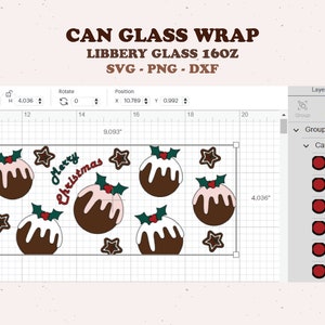Christmas Pudding Glass Can SVG, Libbey Glass SVG, Christmas, Full Wrap ...