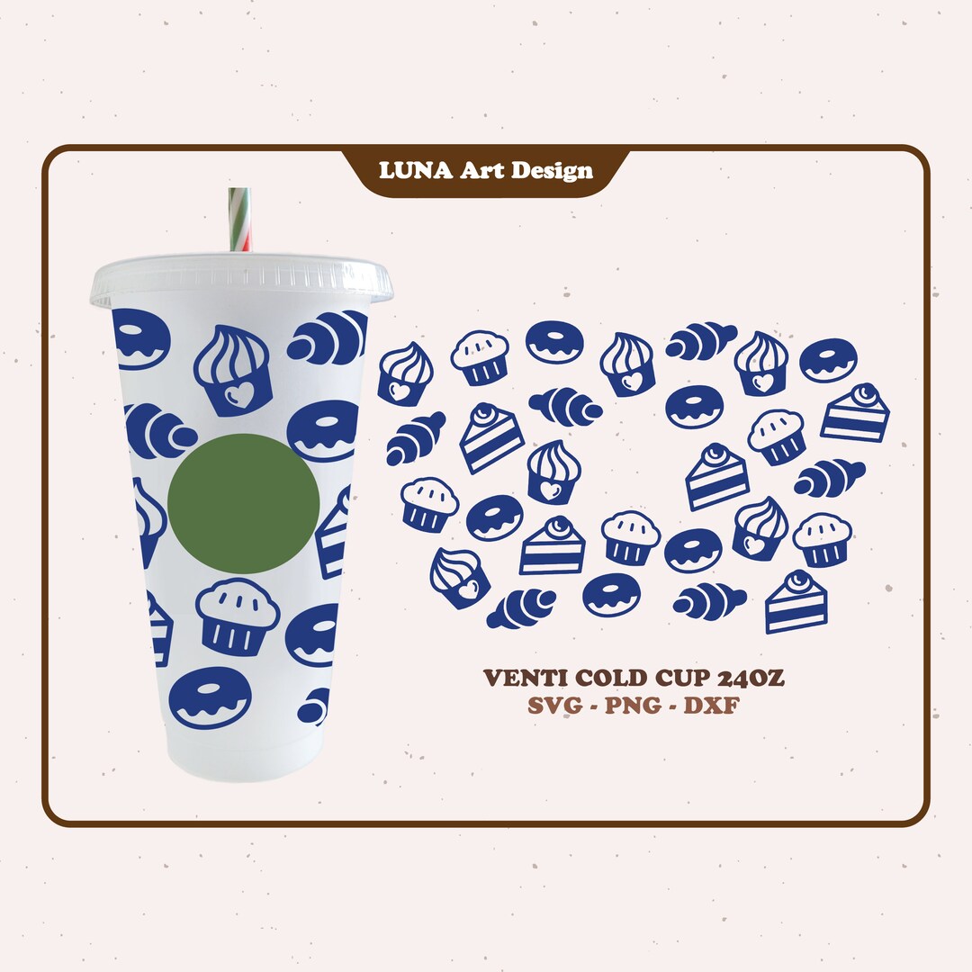 Cold Cup Wrap Bakery Svg File for Cricut Cup Cake 24oz Venti Cold Cup ...