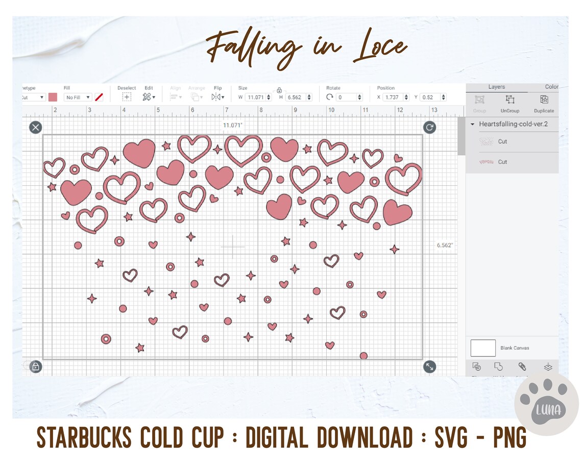 Falling in Love Cold Cup Svg Cup Wrap Valentine Cup Svg - Etsy