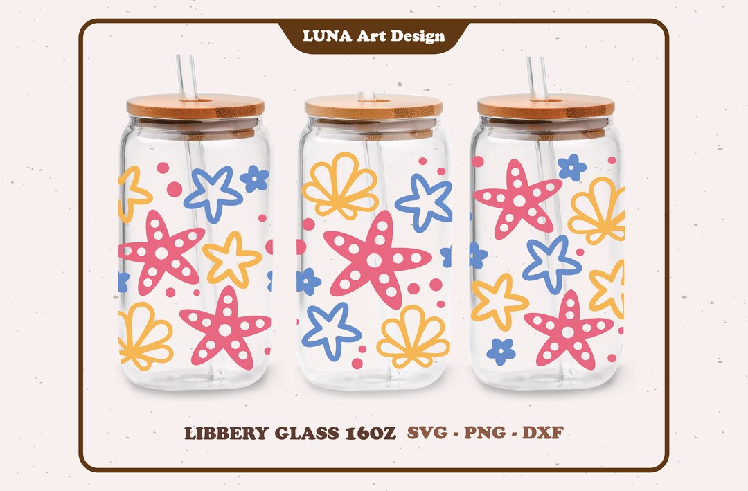 Seashell Can Glass SVG, Libbey Glass SVG, Ocean, Sea, Summer, Full Wrap ...