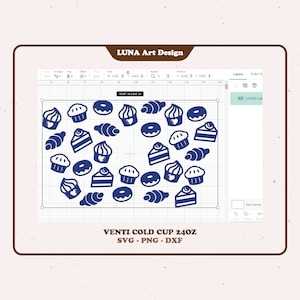 Cold Cup Wrap Bakery Svg File for Cricut Cup Cake 24oz Venti Cold Cup ...