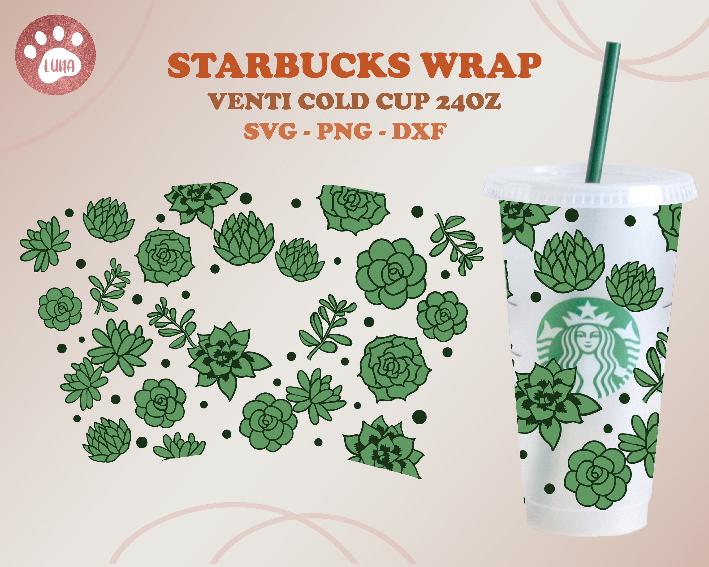 Succulent Cold Cup SVG Cup Wrap Cactus Svg Plant Svg Full - Etsy